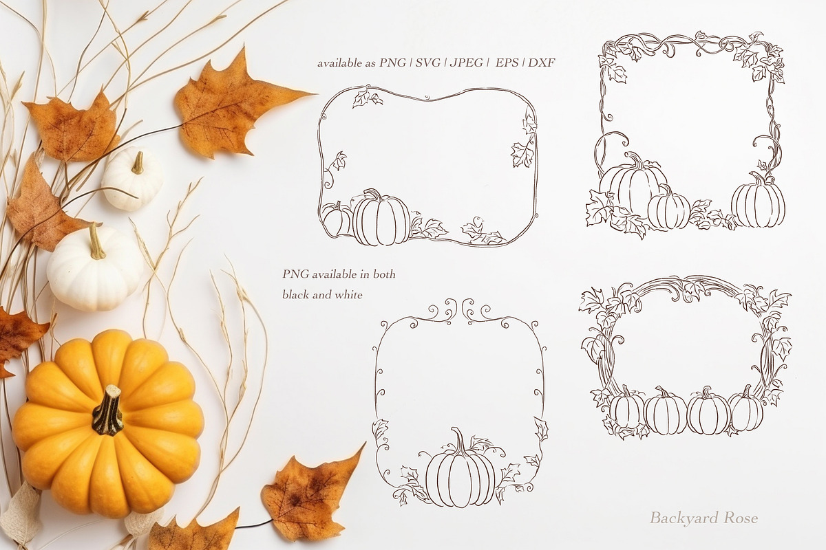 Pumpkins Line Art & Frames