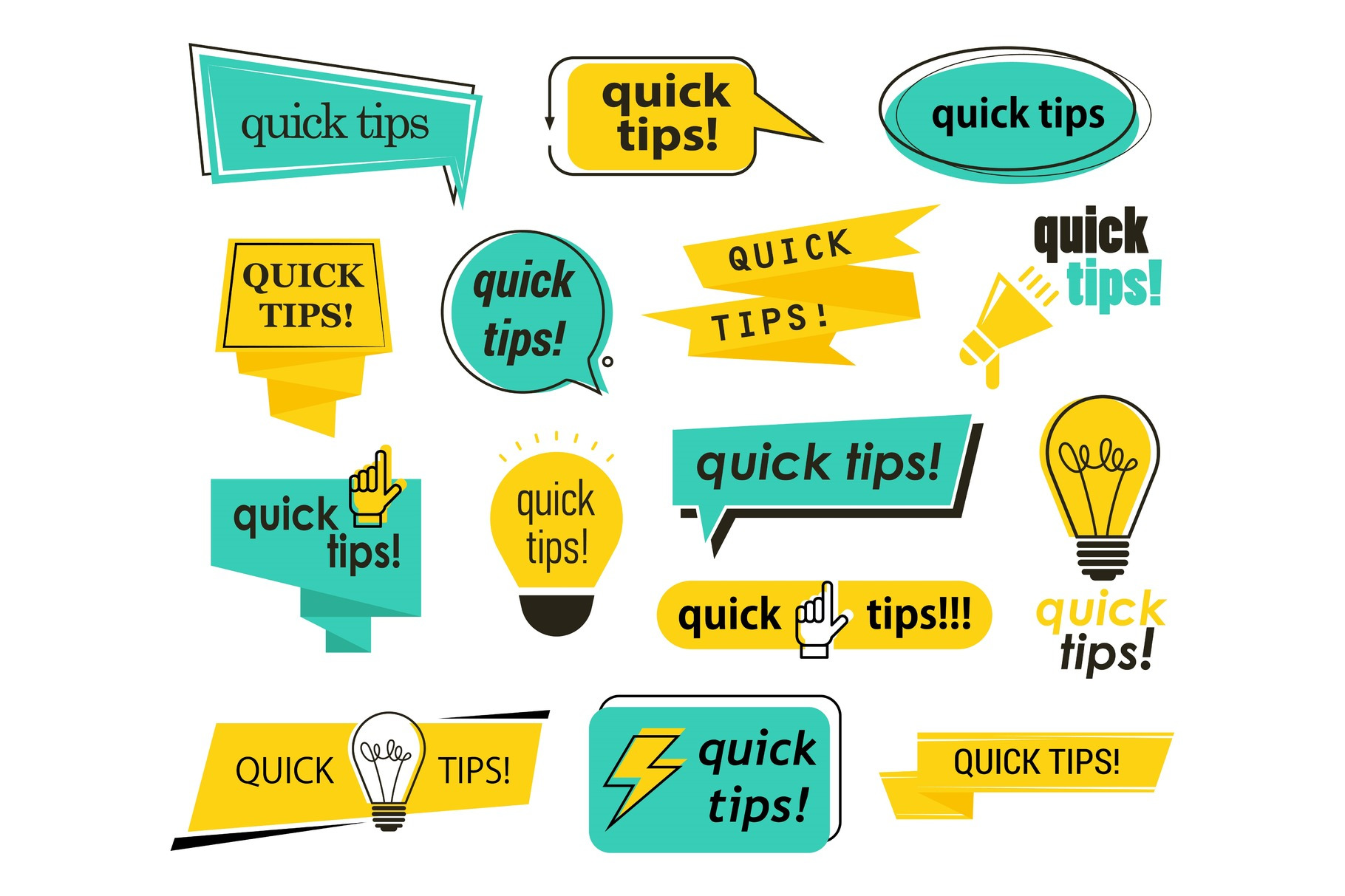 Set of isolated tips icons, quick, an Object Graphic by Elegant Solution