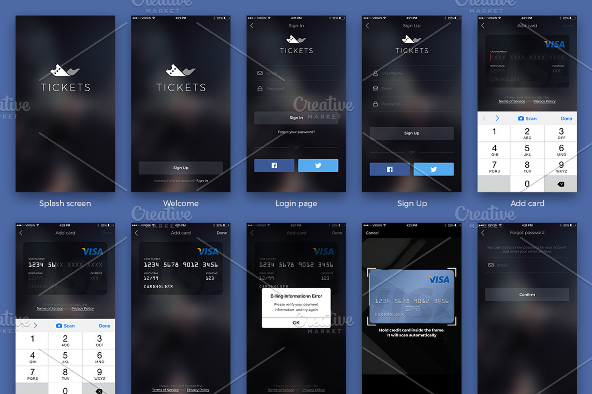 Cinema tickets UI Kit, an UI Kit Template by Shakuro