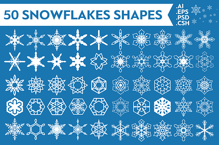 50 Snowflakes Vector Shapes Vol.2, a Shape Add-On by pixaroma