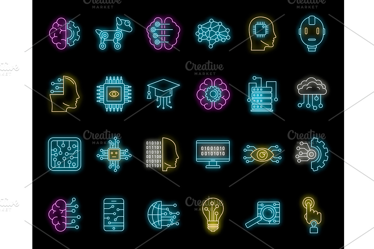Artificial intelligence system icons, a Technology Illustration by ...