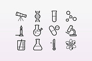 15 Outlined Science Icons, an Outline Icon by Medialoot