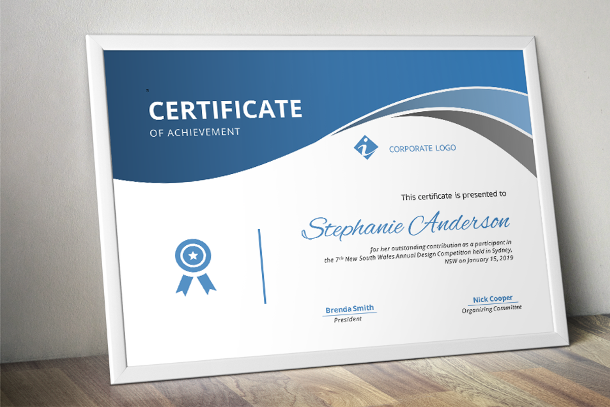Elegant curve certificate template, a Stationery Template by Inkpower
