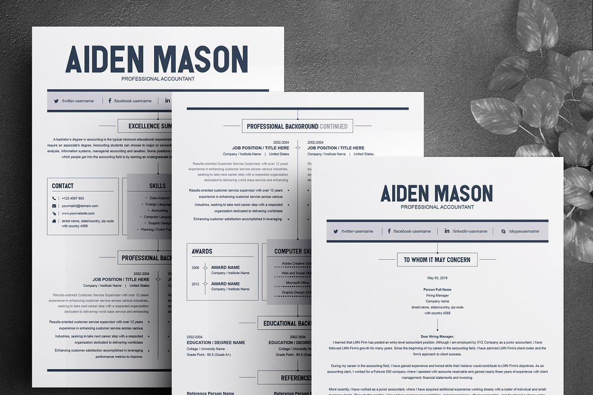 2 Pages Creative Resume Template, a Resume Template by ResumeInventor