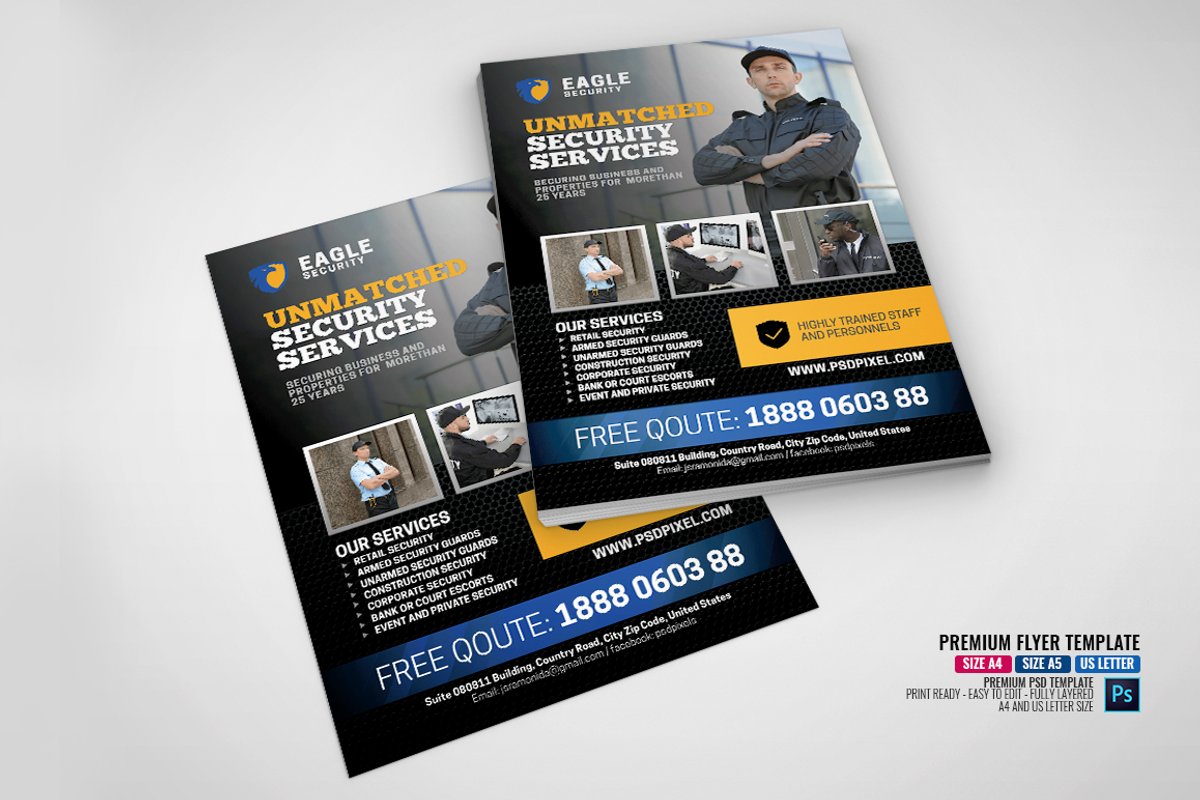 Commercial Security Flyer, a Flyer Template by PSDPixel