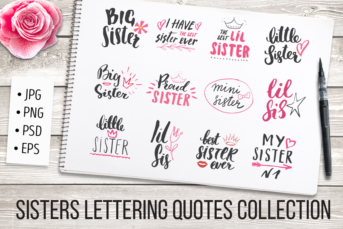 Sisters Lettering Quotes Collection, an Illustration by Lemon Workshop