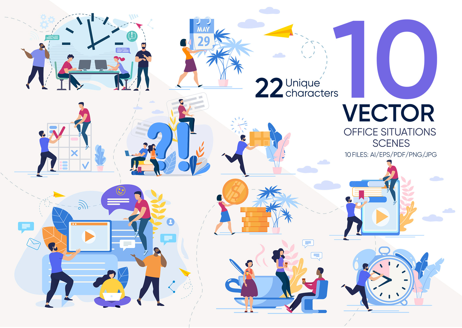 Office Situation Vector Scenes, a Person Illustration by Tera Vector