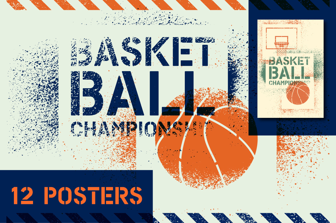 Basketball stencil splash posters., a Decorative Illustration by PoPaShop