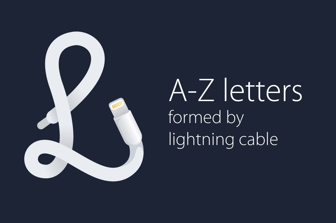 Letters made of lightning cable, an Outline Icon by kaer_shop