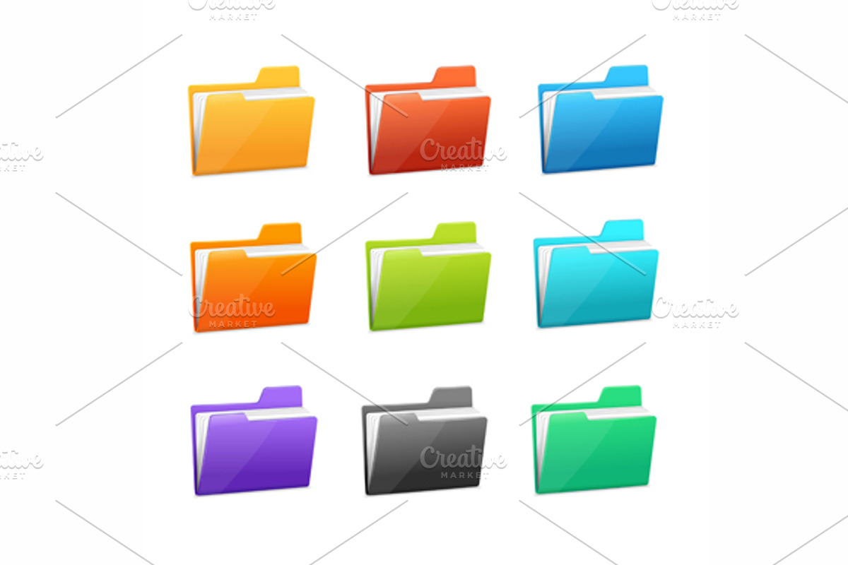 Vector many rainbow folders set, an Object Graphic by Vector and Templates