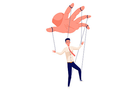 Puppeteer hand controlling, a Person Illustration by Things for designers