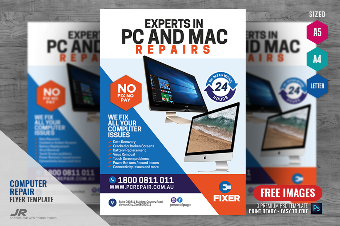 Computer and Laptop Repair Flyer, a Flyer Template by PSDPixel