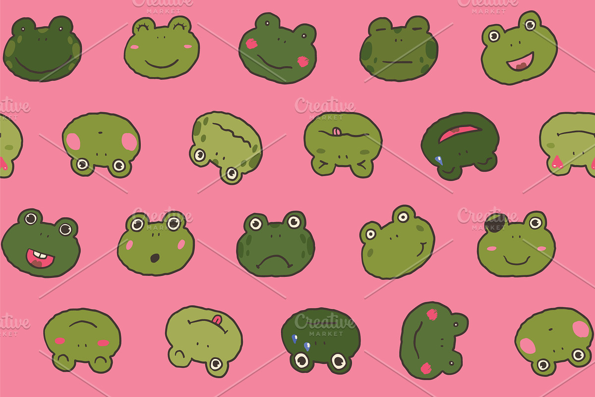 Frogs Funny Faces, an Animal Illustration by GooseFrol | Creative Market