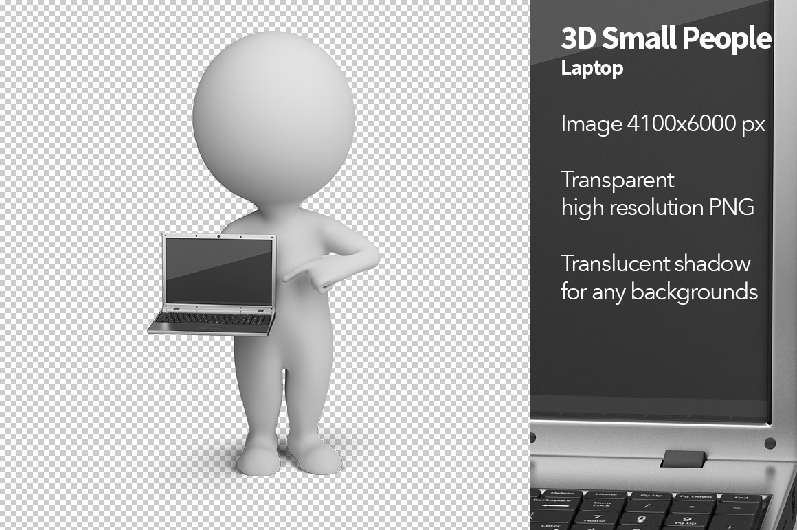 3D Small People - Laptop, a Person Illustration by Anatoly Maslennikov