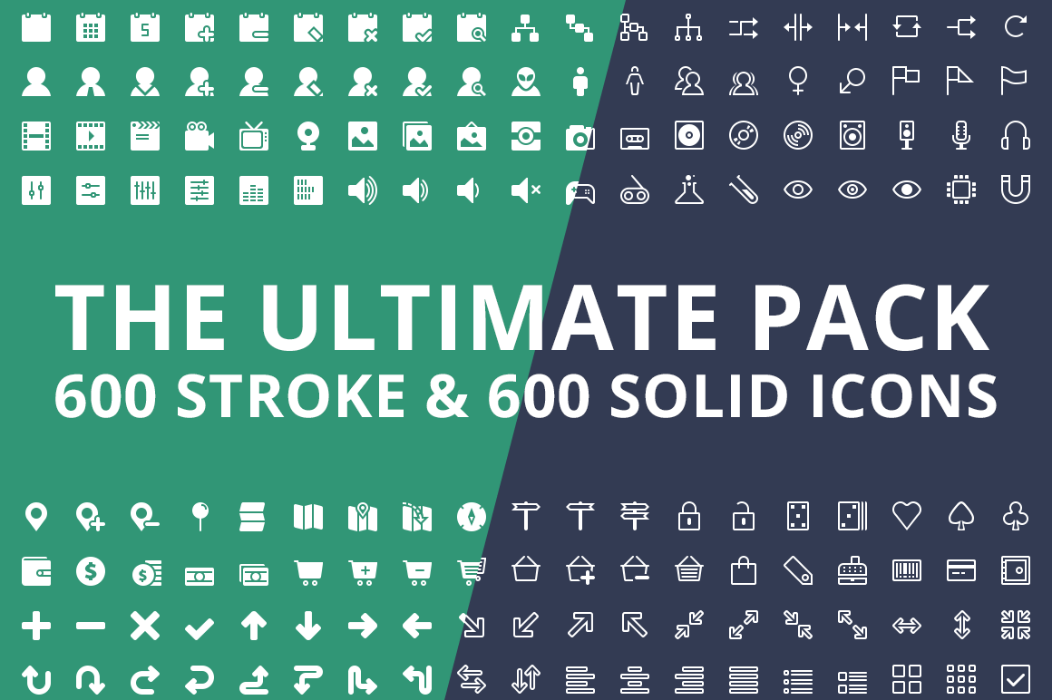 600x2 Vector Icons, Ultimate Pack, a Solid Icon by PixelBazaar