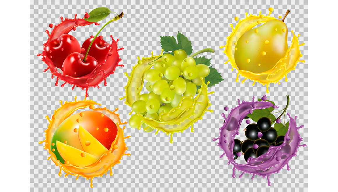 Set of fruit juice splash. Vector, a Food Illustration by ecco ...