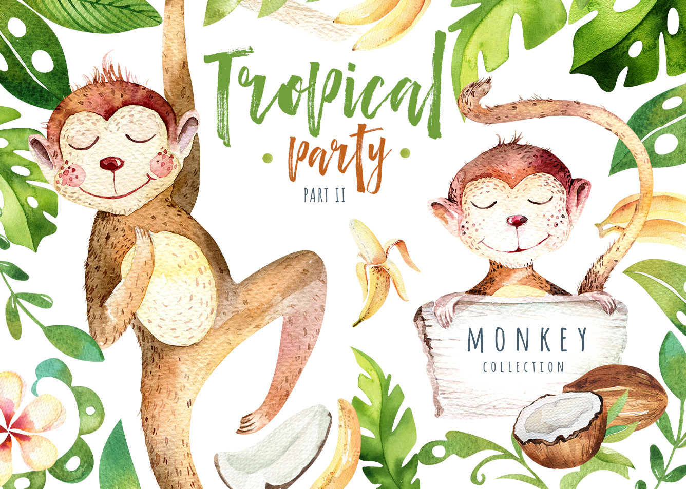 Tropical party II. Monkey collection, a Decorative Illustration by ...