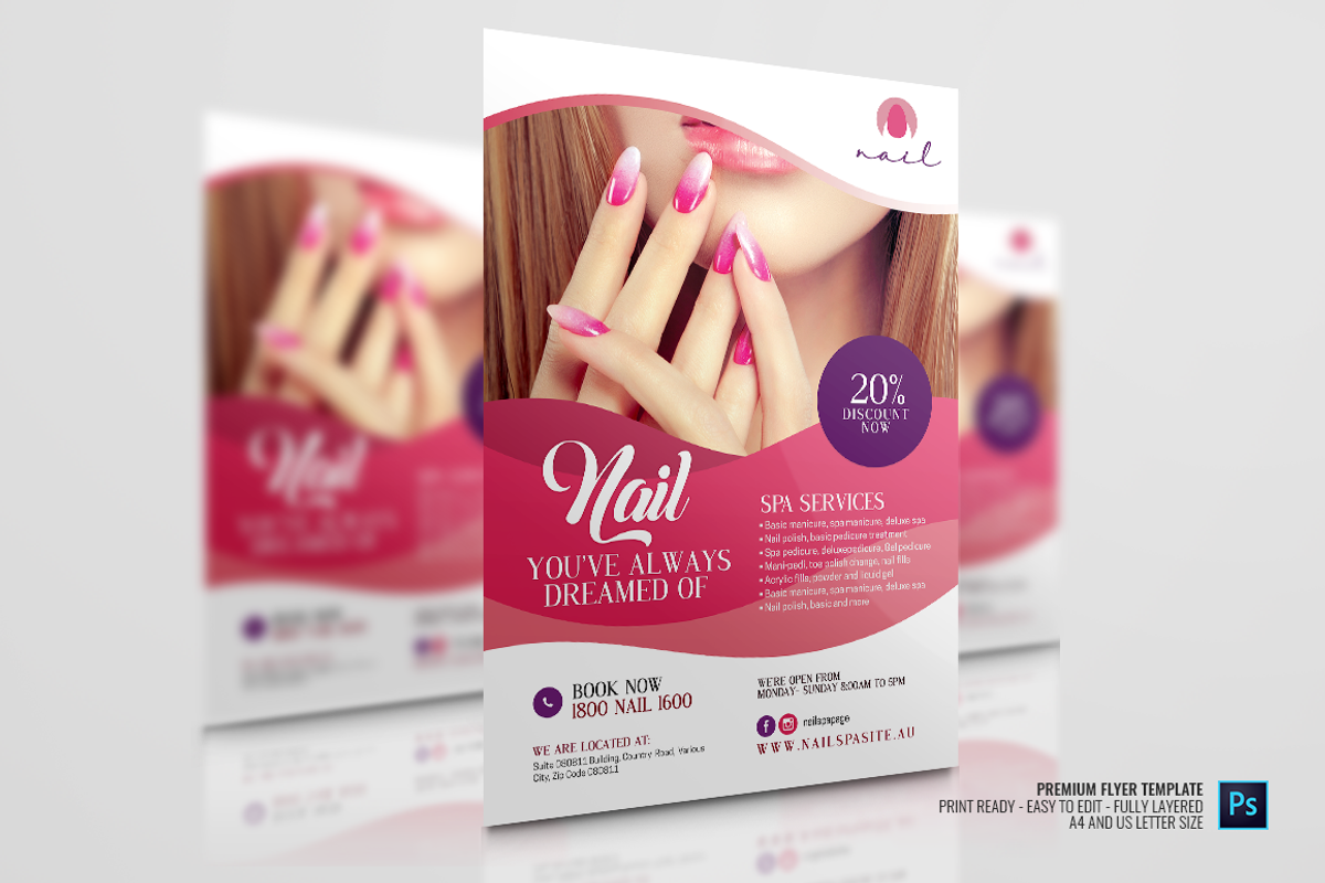 Nail Art Salon Flyer, a Flyer Template by PSDPixel