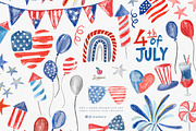 4th of July Clipart Watercolor 033, an Illustration by Drawberx ...