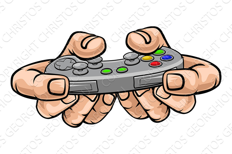 Gamer Hand Holding Video Gaming Game, a Sport Illustration by Christos ...