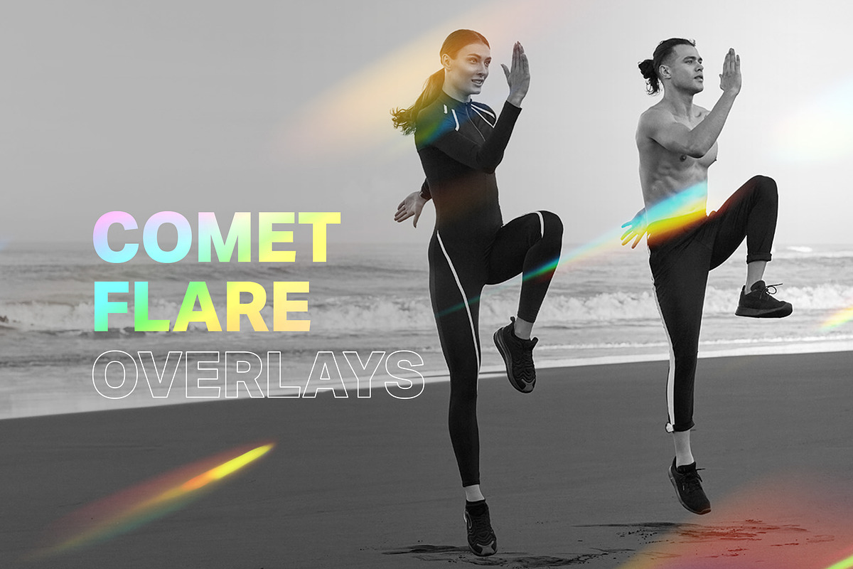 32 Comet Flare Overlays, a Texture Graphic by SparkleStock