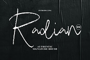 Radian Signature Brush, a Handwriting Font by Eltypesstudio