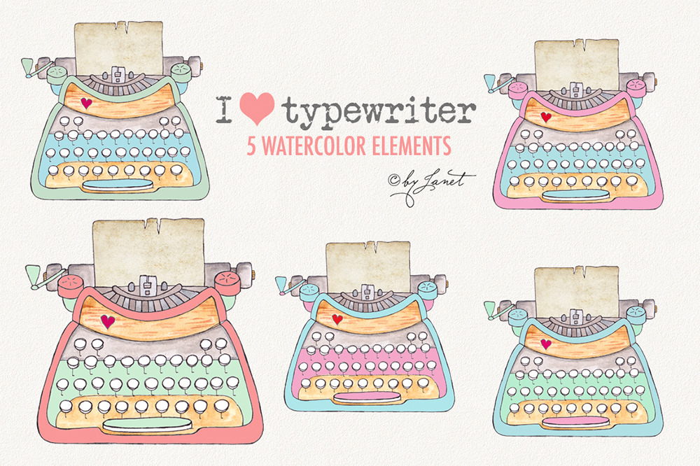 I Love Typewriter, an Illustration by helloPAPER