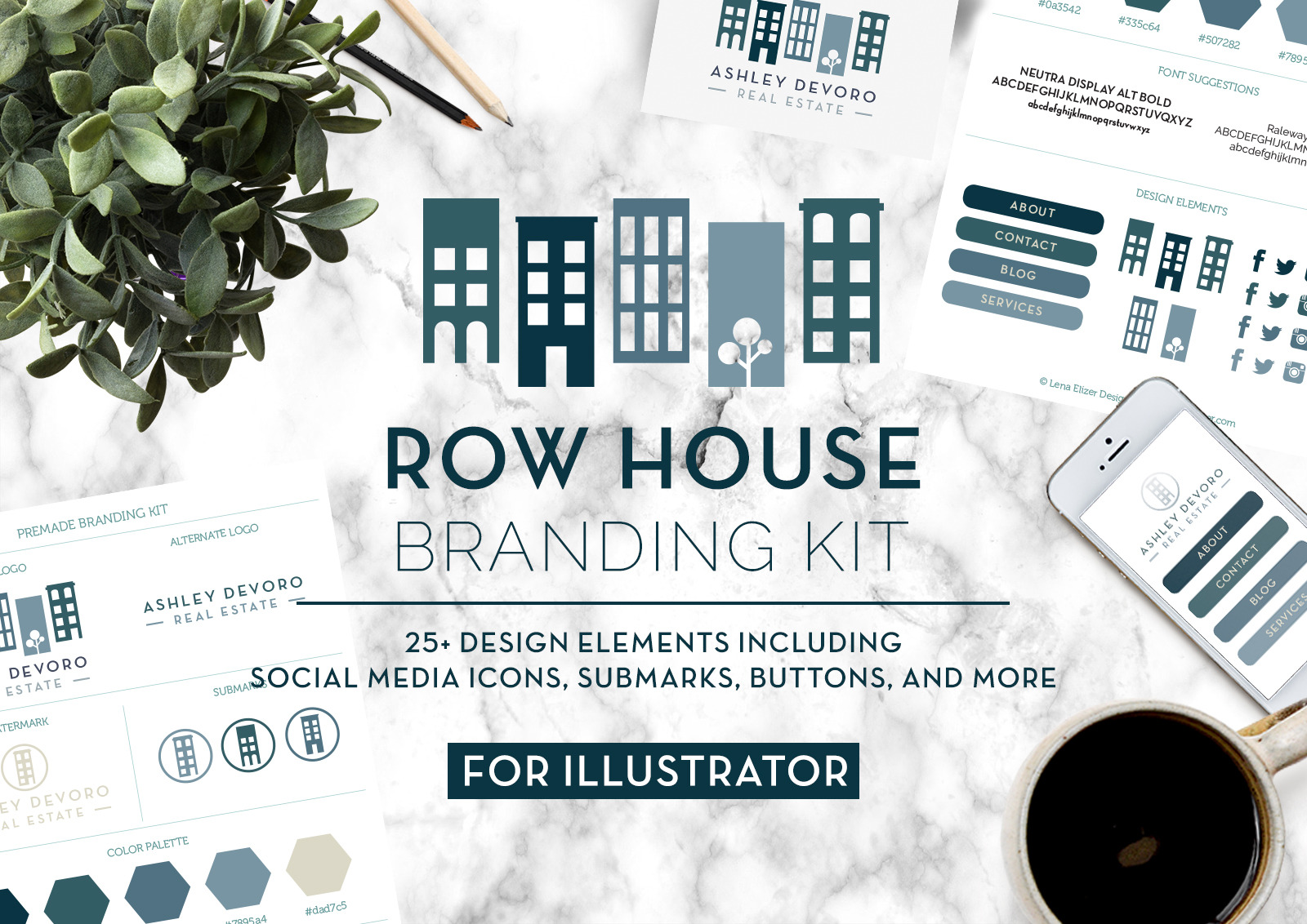 Row House Branding Kit, a Branding & Logo Template by Lena Elizer Art ...