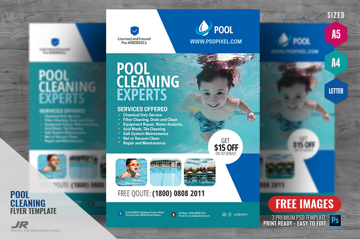 Swimming Pool Company Promo Flyer, a Flyer Template by PSDPixel