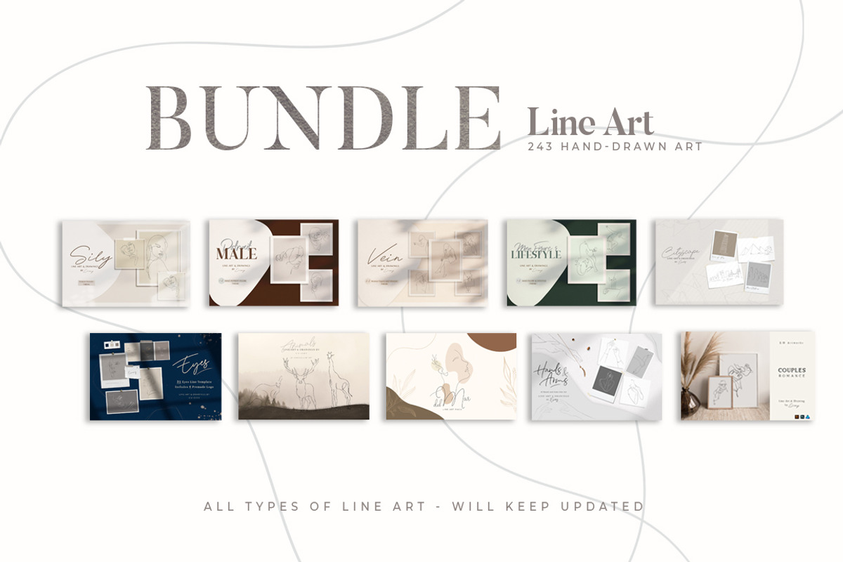 BUNDLE Line Art and illustrations, a Decorative Illustration by Eviory