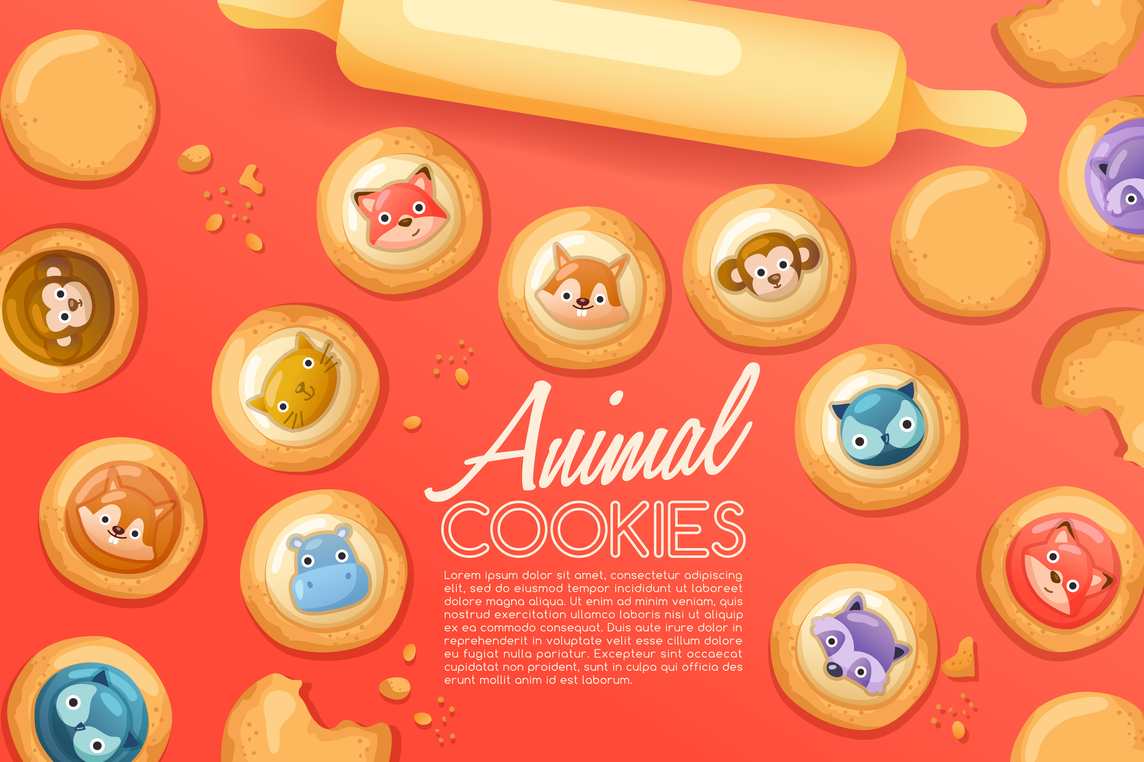 Cute Animal Cookies Set1 | Graphic Objects ~ Creative Market