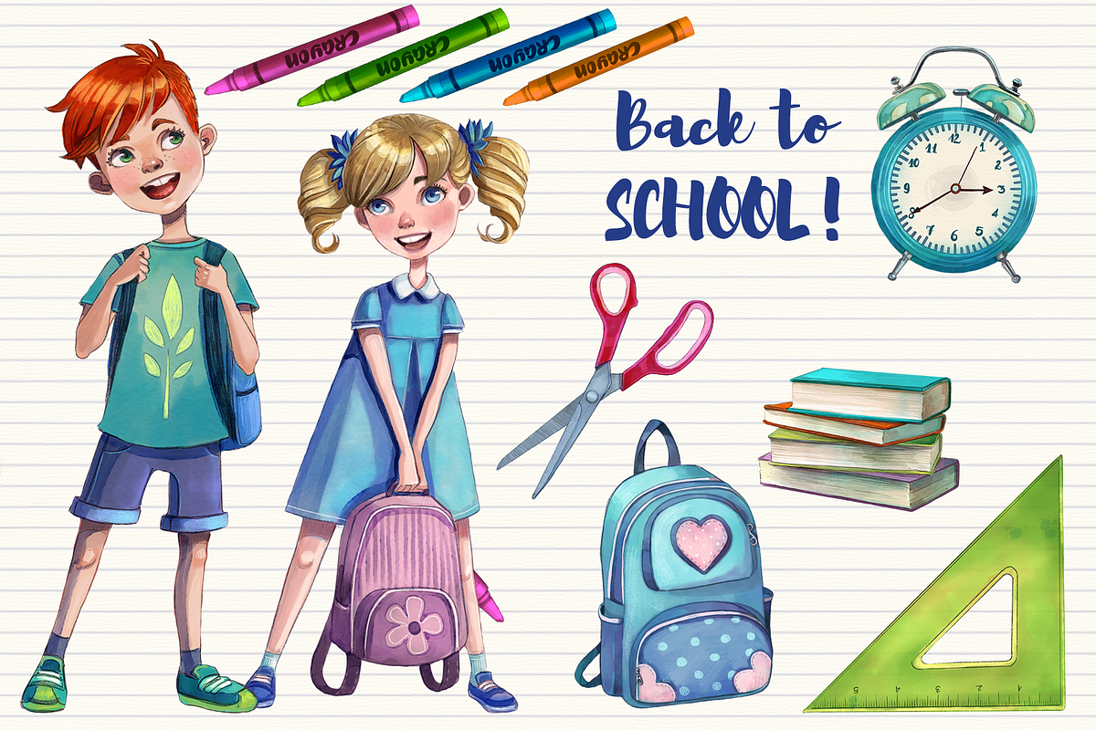 School clip art, School Kids, an Education Illustration by Drumla