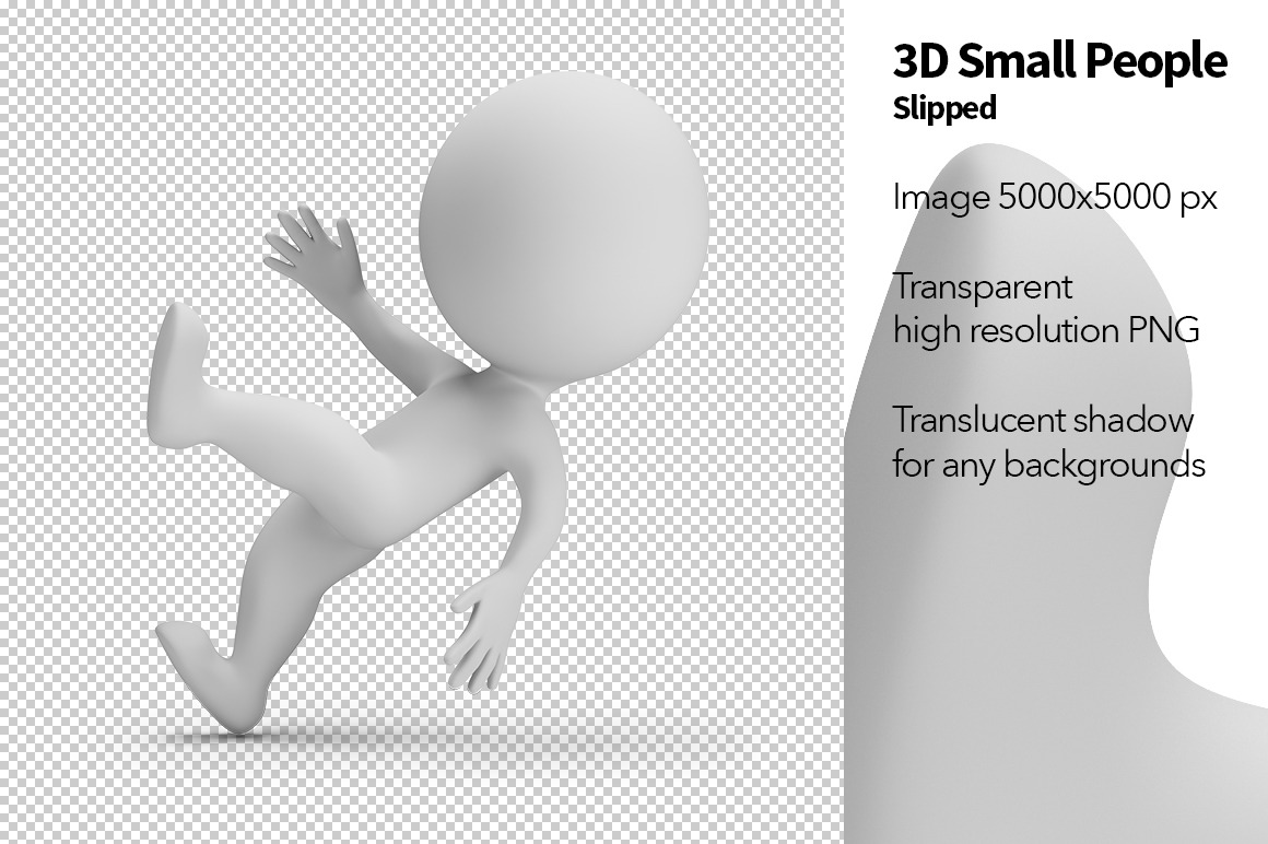 3D Small People - Slipped, a Person Illustration by Anatoly Maslennikov