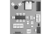 Home interior top view apartment | Graphic Objects ~ Creative Market