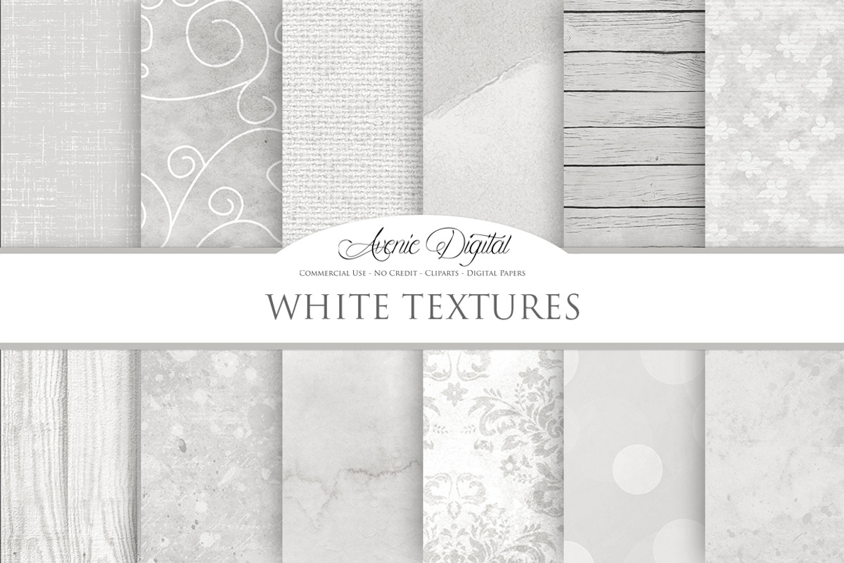 White Textures Digital Papers, a Texture Graphic by Avenie Digital
