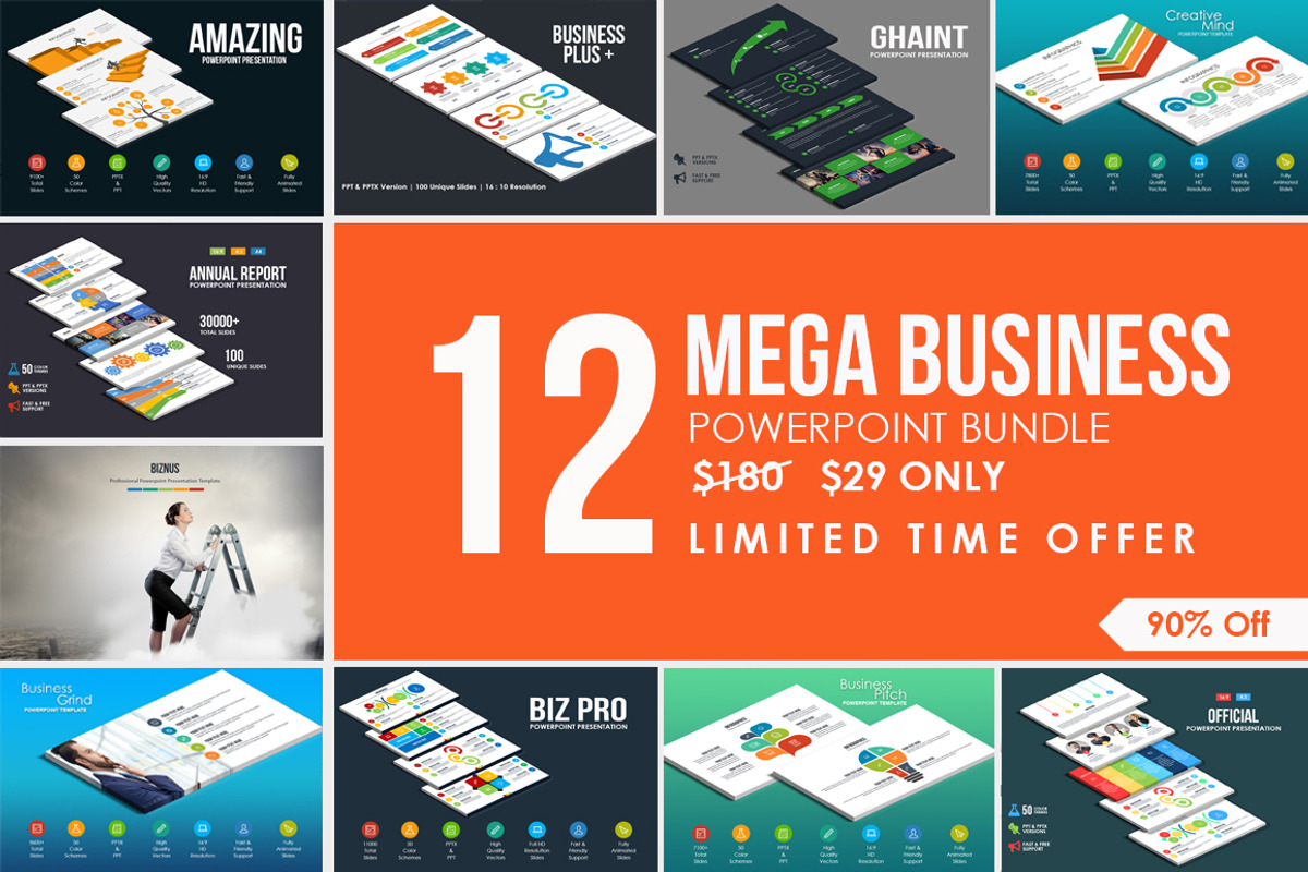 Mega Business Powerpoint Bundle, a Presentation Template by Creative Slides