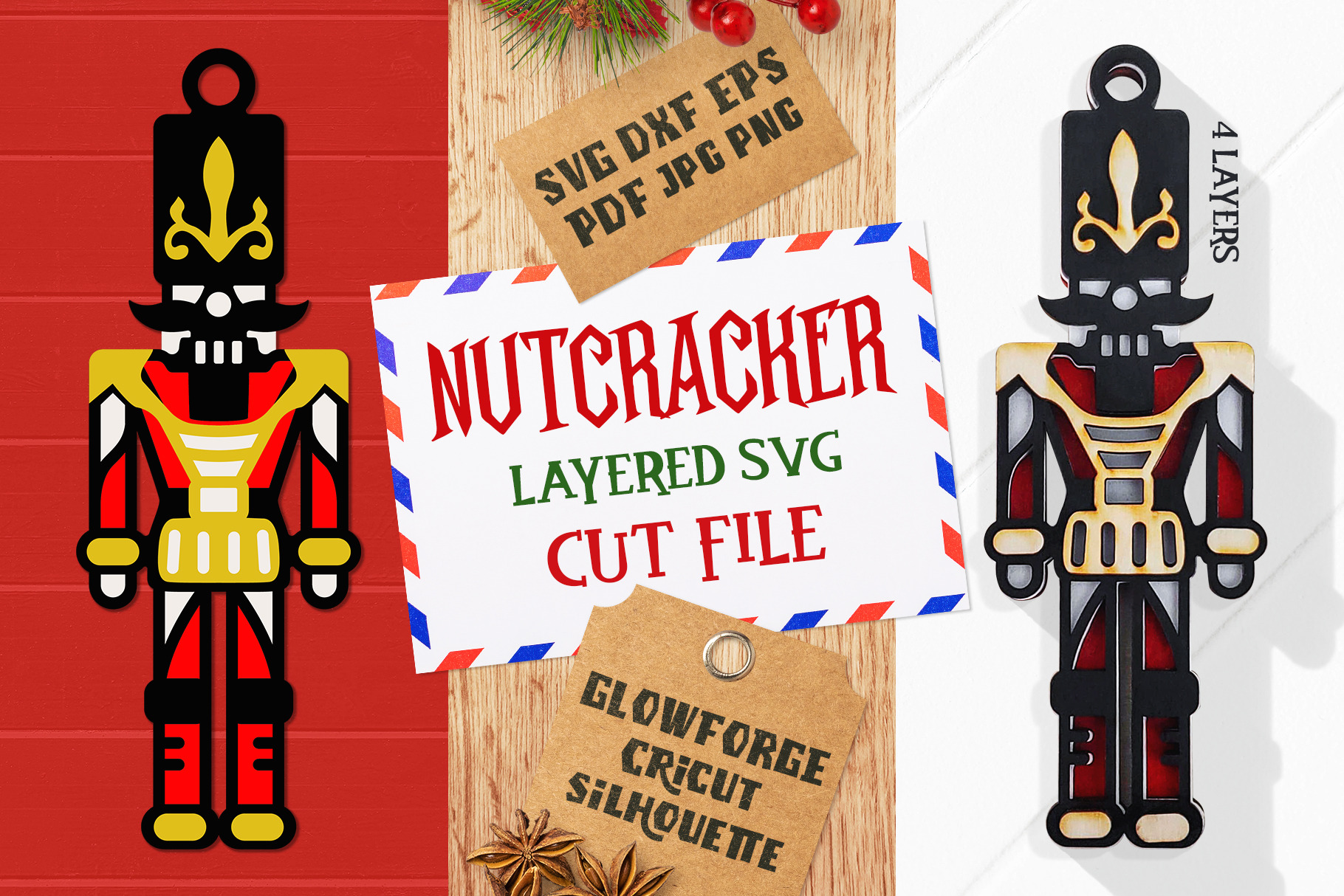 Nutcracker Layered SVG Cut File, a Decorative Illustration by pixaroma