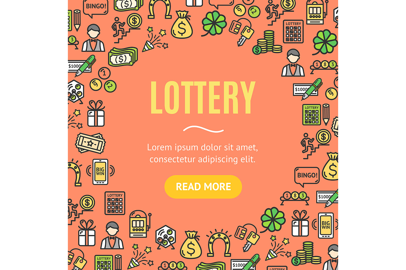 Lotto Signs Round Design Template | Work Illustrations ~ Creative Market