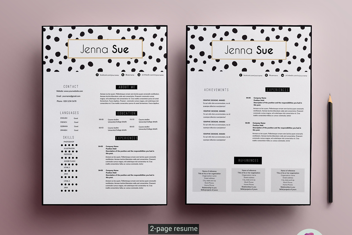 Creative 2 page CV template, a Resume Template by Chic templates