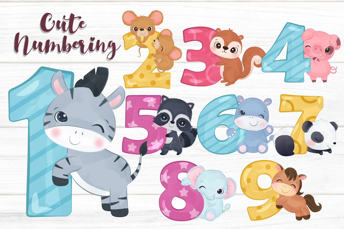 Cute Birthday Numbers Clipart Set | Creative Market