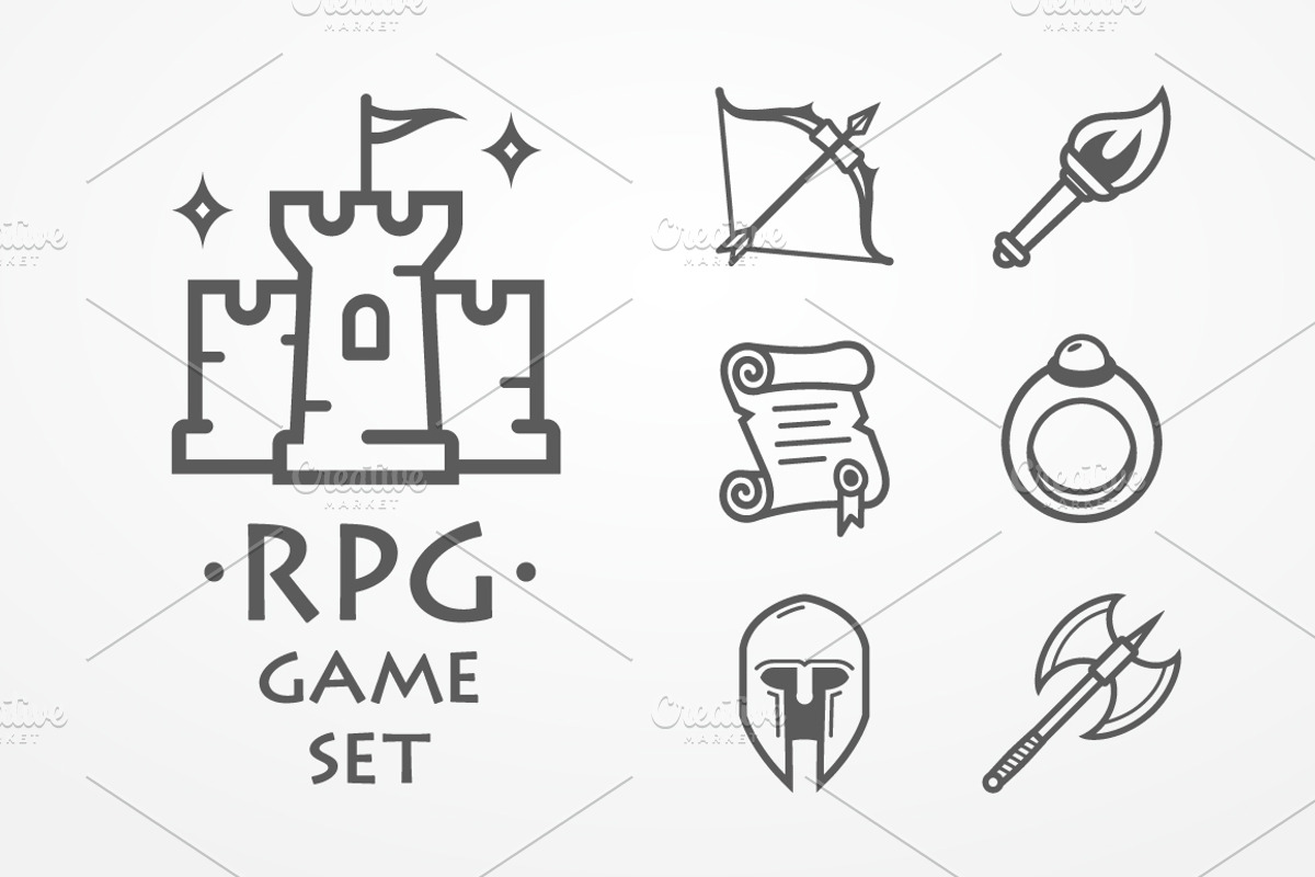 RPG game set, an Outline Icon by Lazer Scribbles