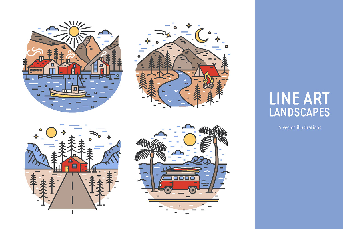 Line art landscapes, an Illustration by Good Studio