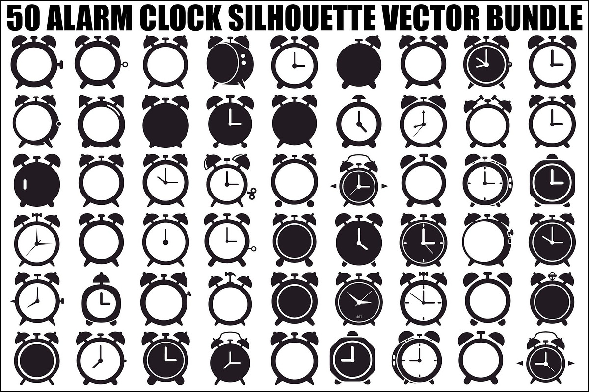 Alarm Clock Silhouette Vector Bundle, an Illustration by Creativeshirt
