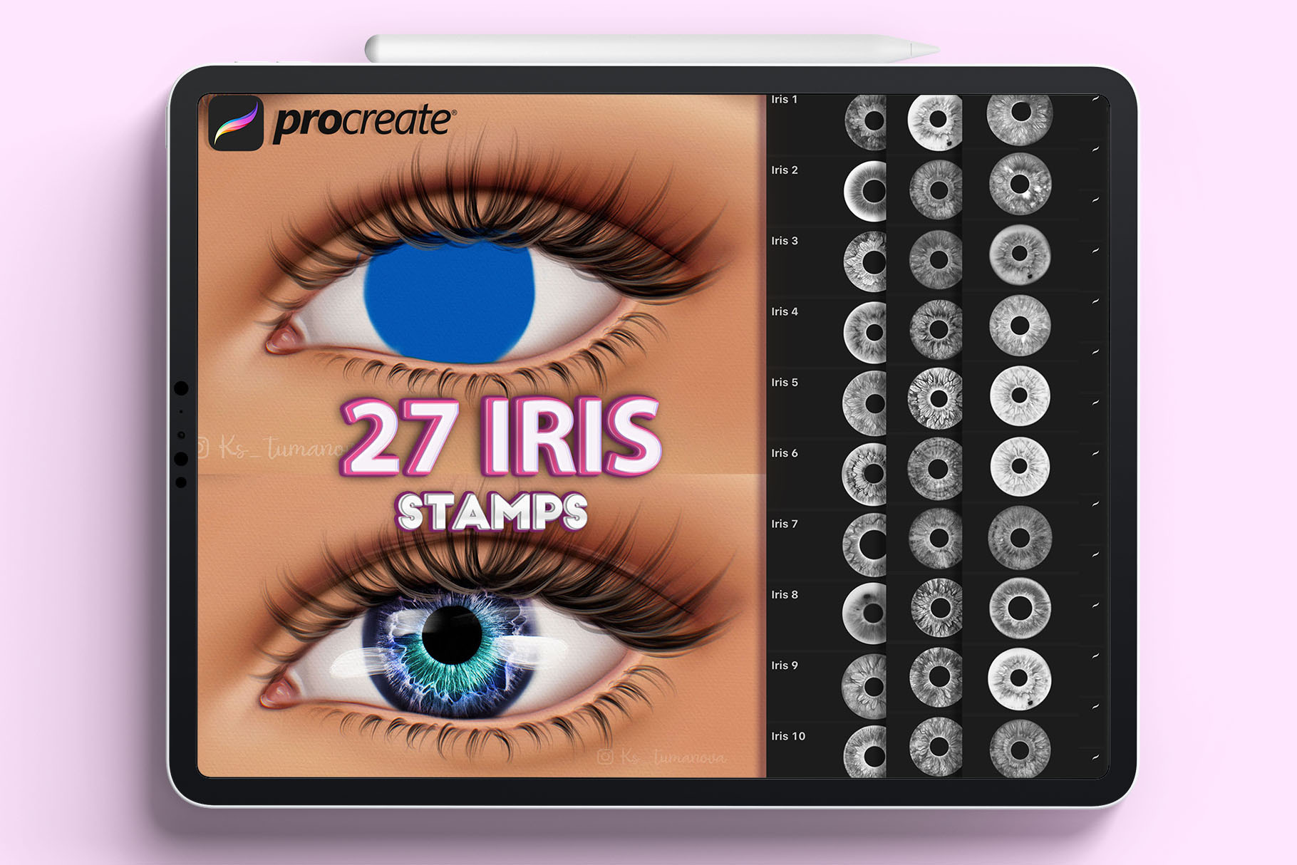 Procreate realistic iris stamps, a Brush Add-On by KsTumanova