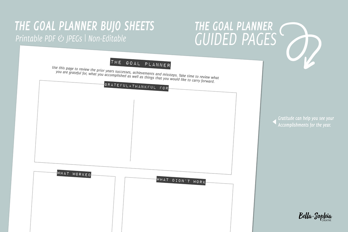 Goal Planner Bujo Printable, a Stationery Template by Bella+Sophia Creative