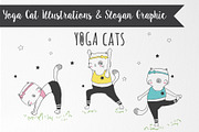 Cute Yoga Cats Graphic and Slogan, an Illustration by Bagudus