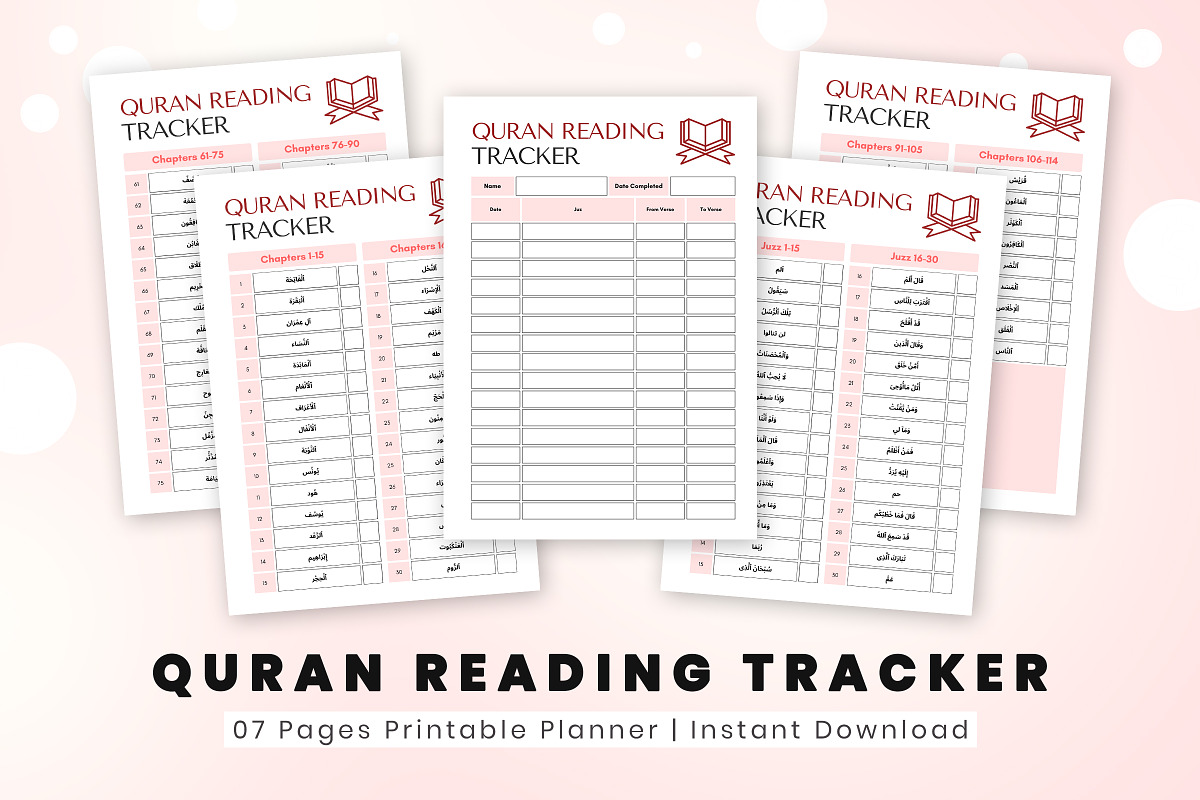 Printable Quran Reading Tracker, a Print Template by Snapybiz