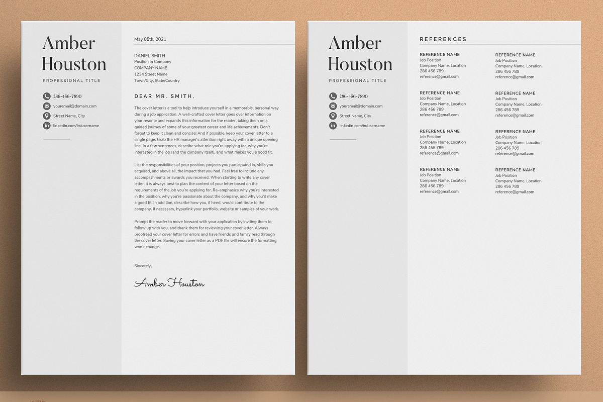 Resume/CV - The Amber, a Resume Template by CreativeLandStudio