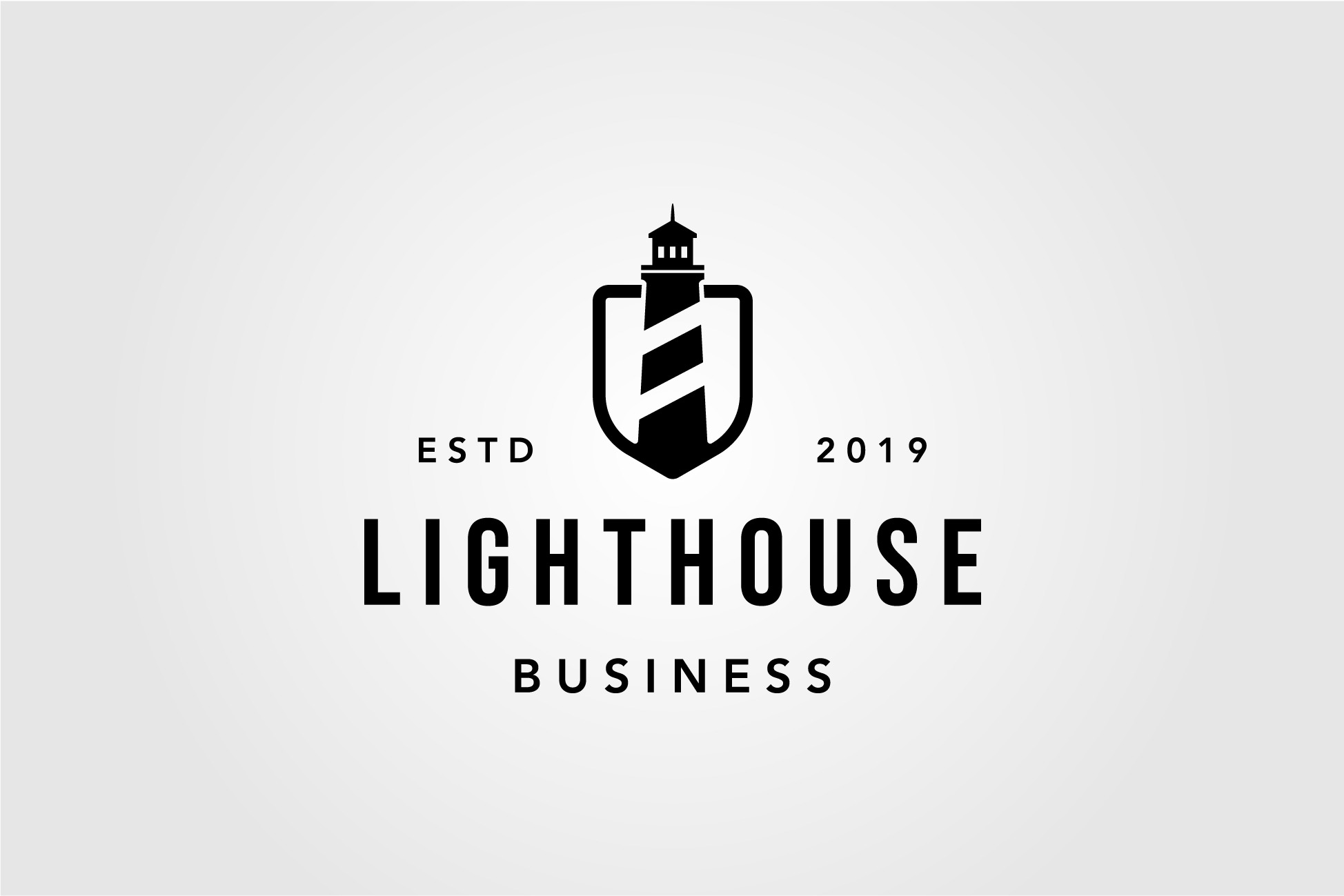 vintage lighthouse shield logo design illustration