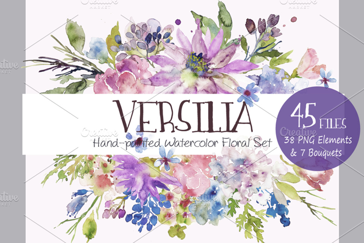 Versilia- Watercolor Floral Set, an Illustration by SmallHouseBigPony